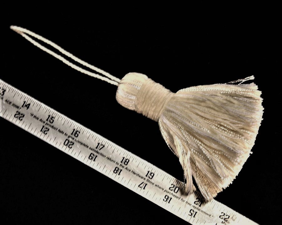 5" White & Ivory Tassel – In-Weave Fabric